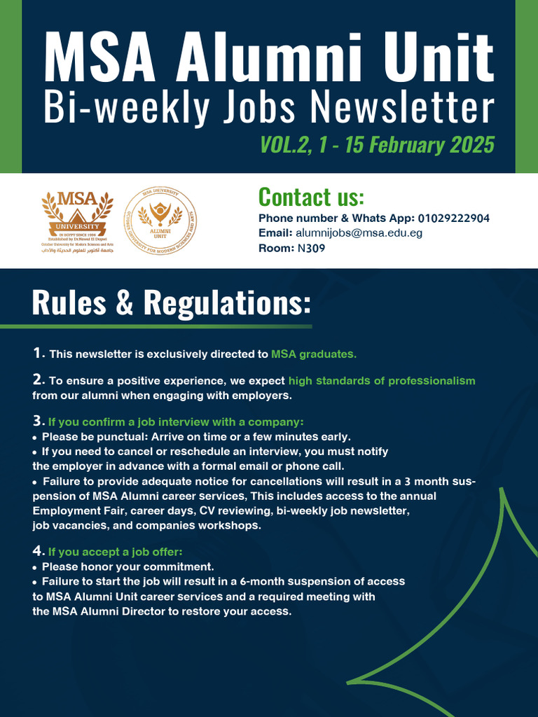 MSA Alumni Biweekly Job Newsletter | PDF | Adobe Photoshop | Business