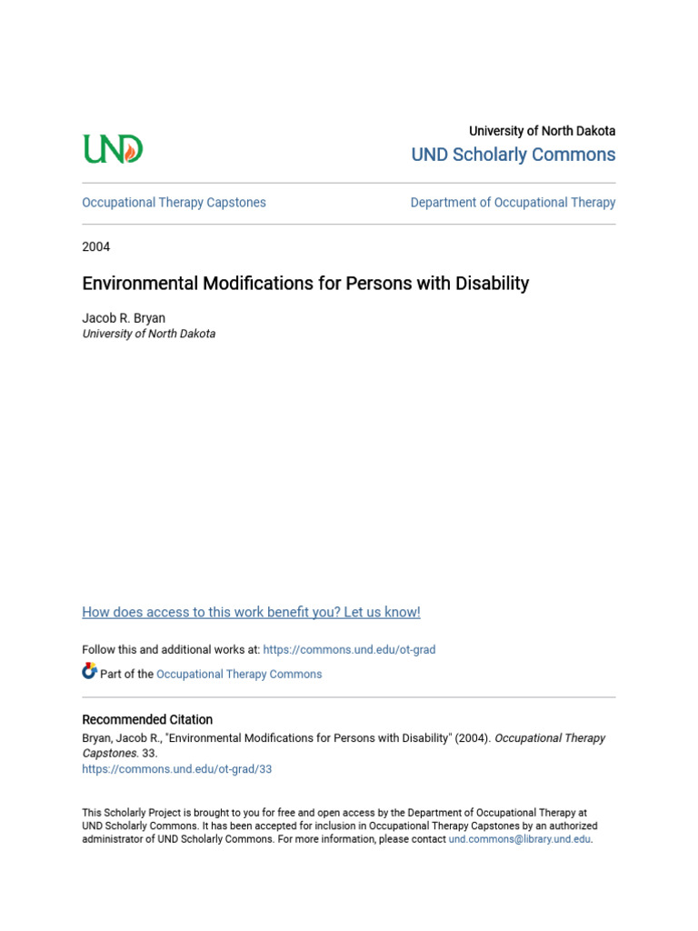 Environmental Modifications For Persons With Disability | PDF ...