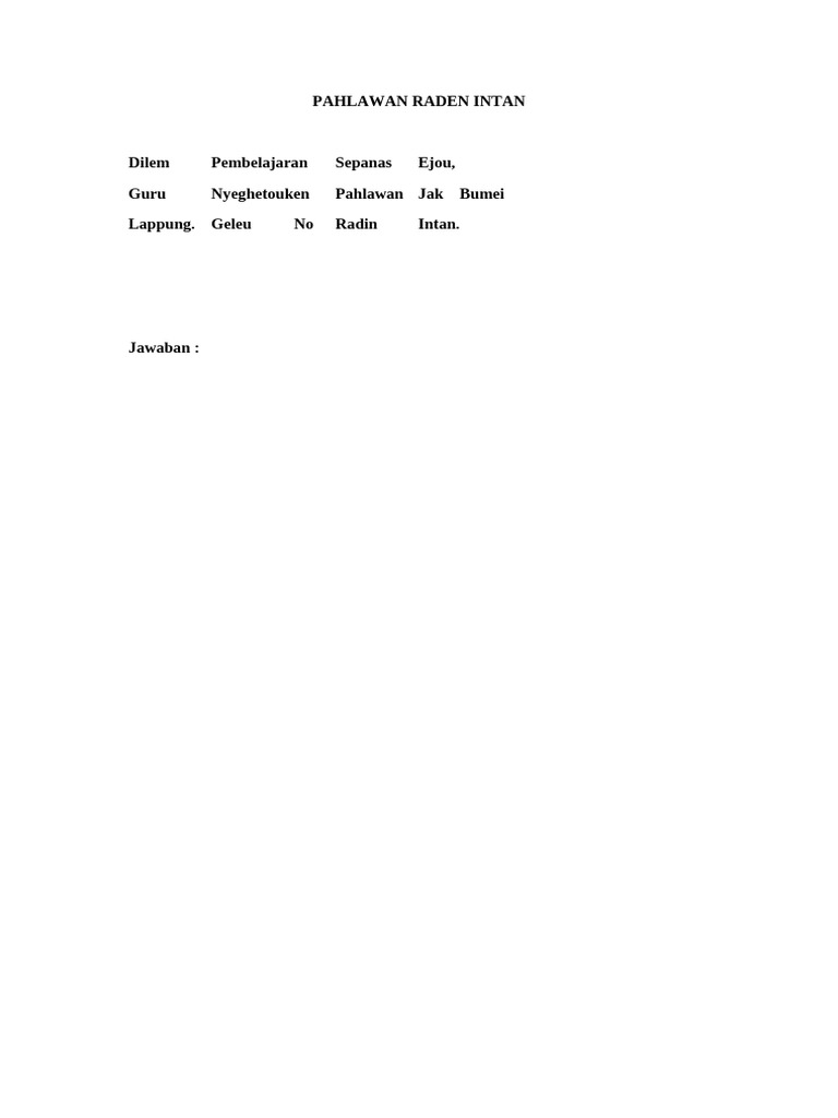 Pahlawan Raden Intan | PDF