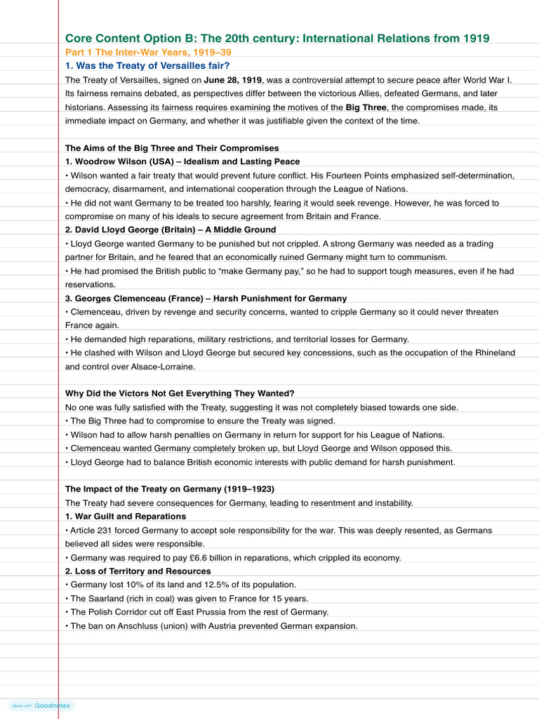 Part 1 The Inter-War Years, 1919–39 | PDF | Treaty Of Versailles ...