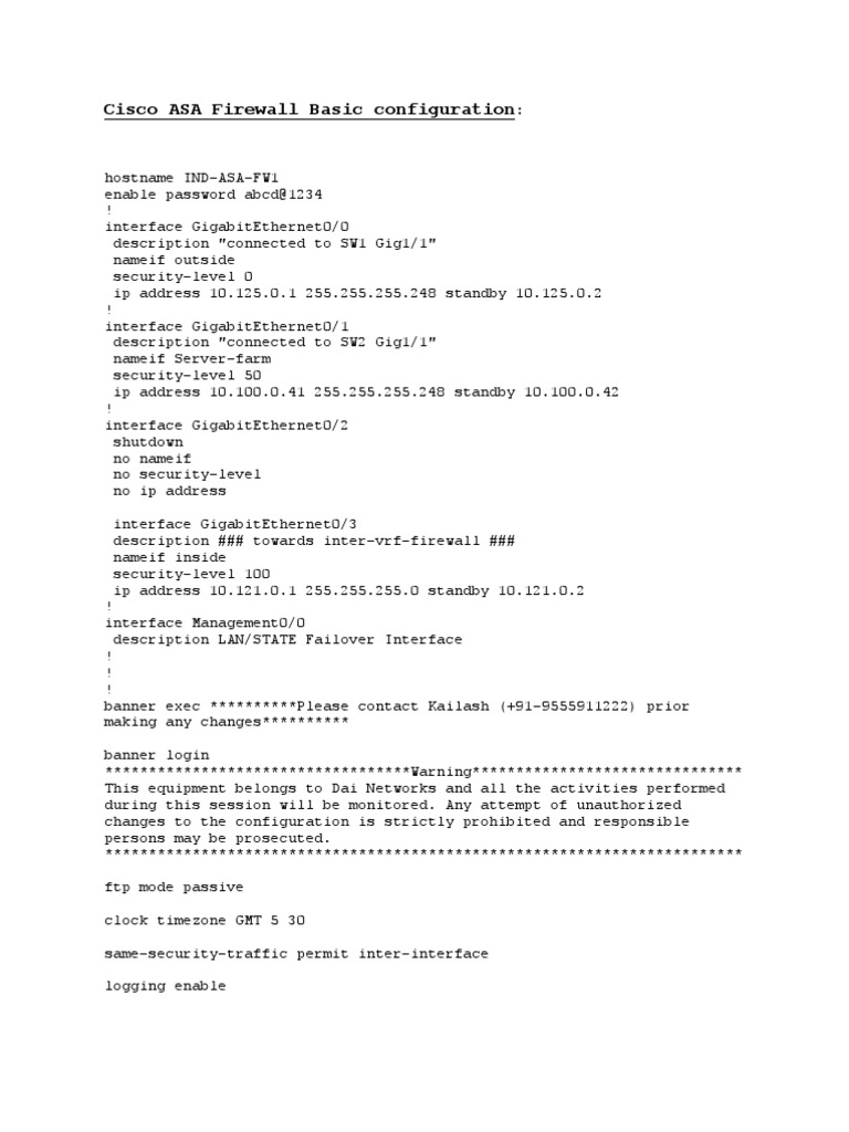 Cisco ASA Firewall Configuration | PDF | Telecommunications | Computer Data