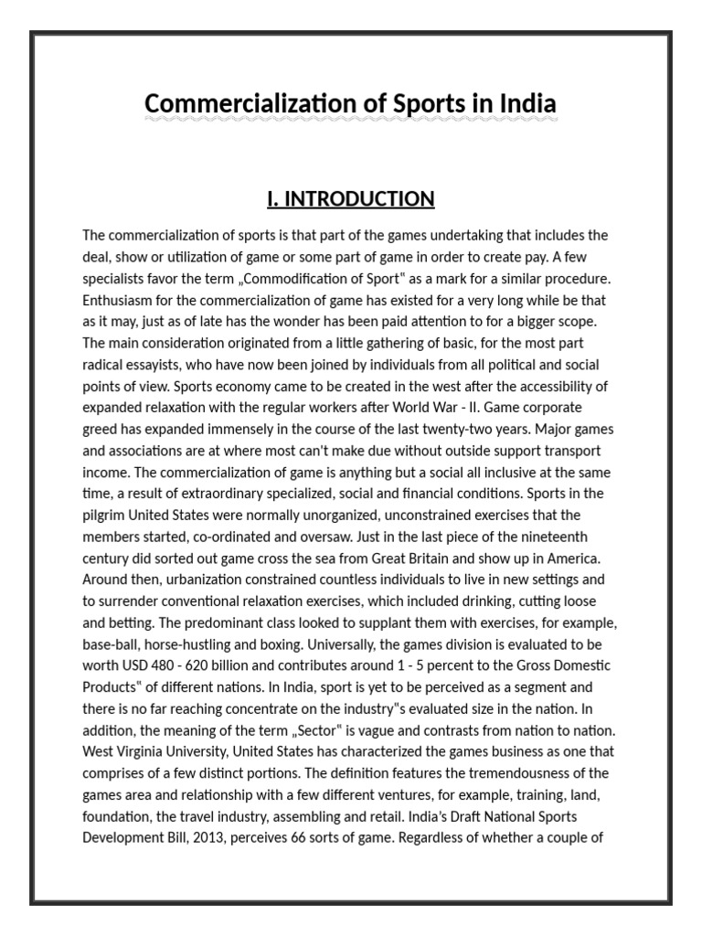 Commercialization of Sports in India | PDF | Sports | Malta