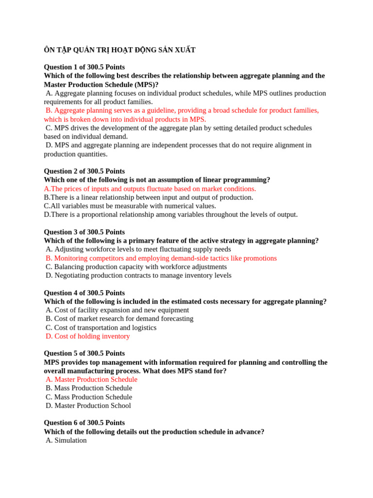 Aggregate Planning and MPS Overview | PDF | Inventory | Average Cost