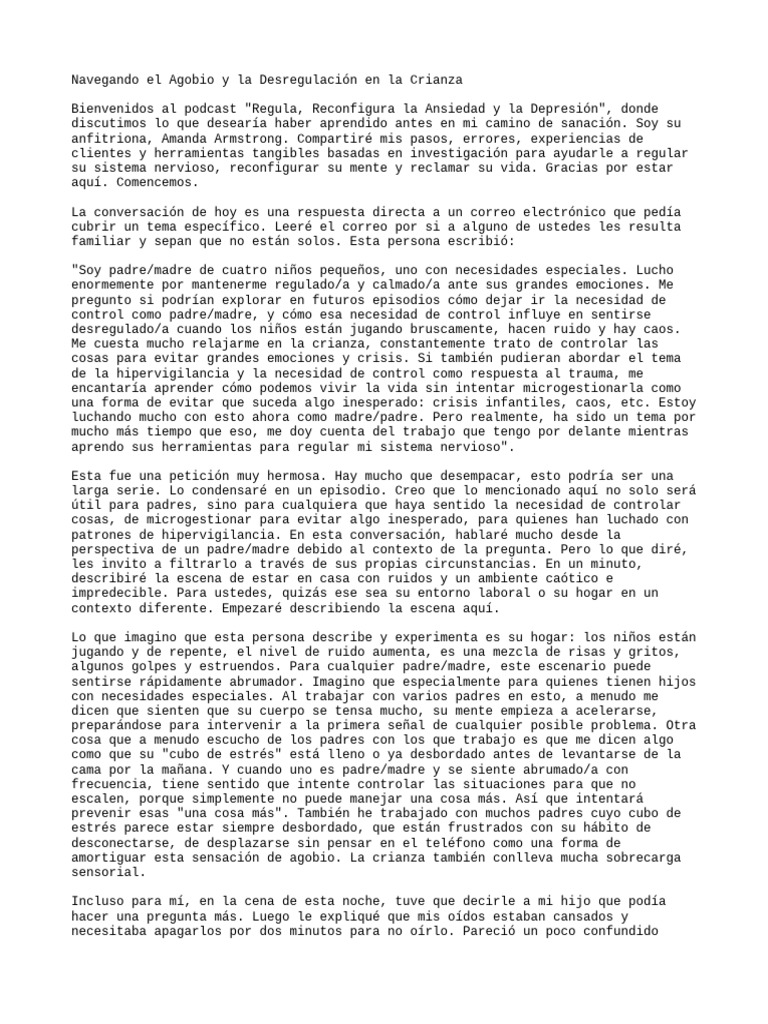 Navegando El Agobio y La Desregulación en La Crianza | PDF | Estrés ...