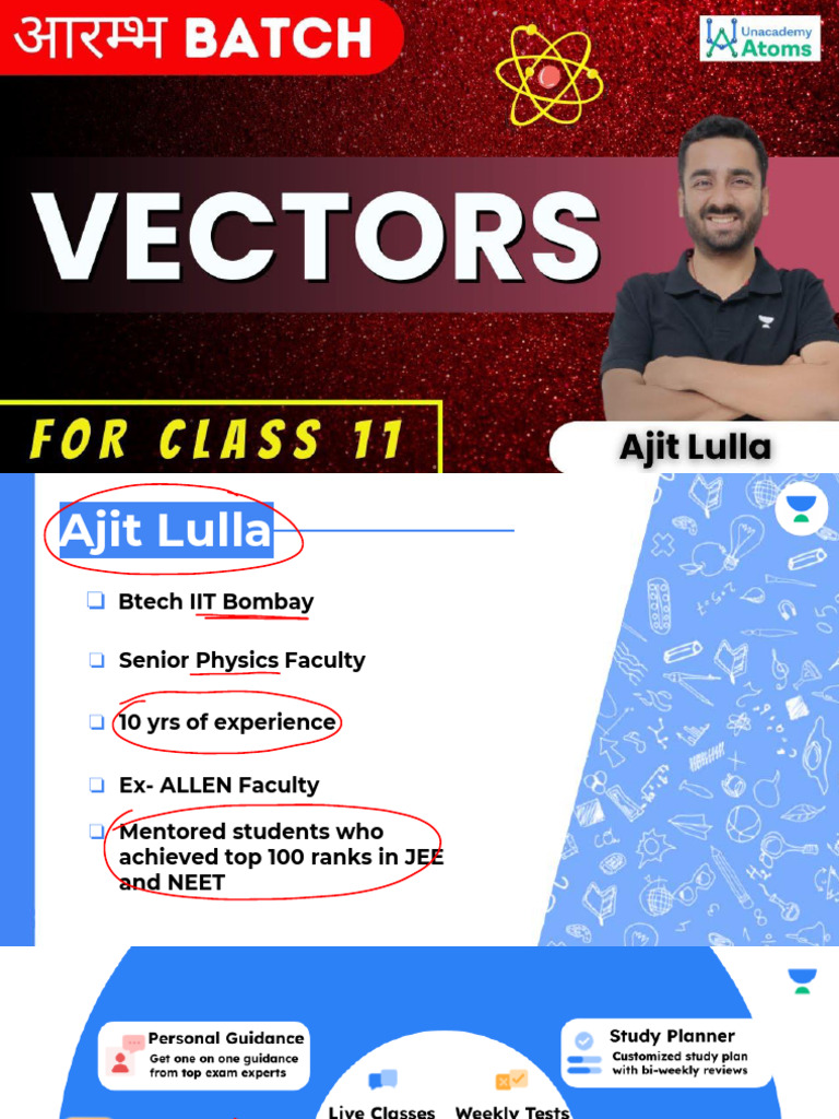 6 July Vectors for Class XI आरमभ Batch Ajit Lulla | PDF