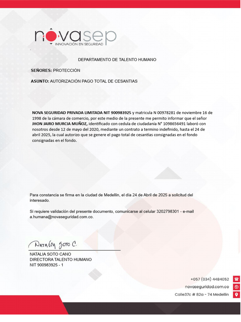 Certificado Laboral 1152025 | PDF