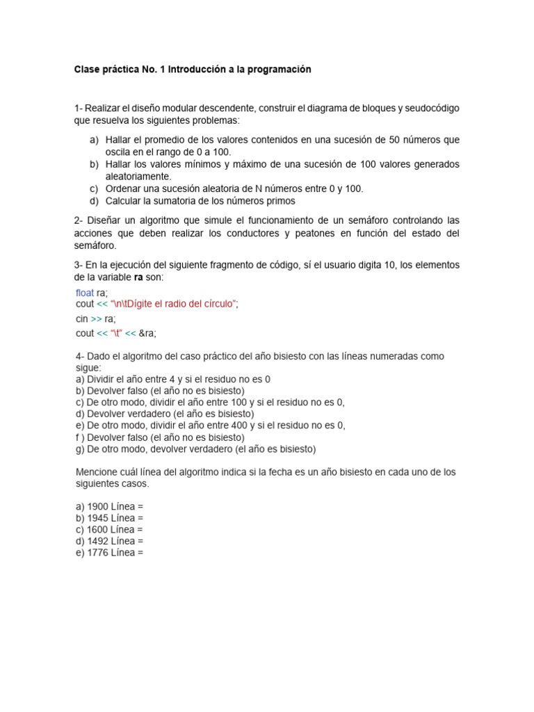 Clase Práctica No 1 P1 | PDF