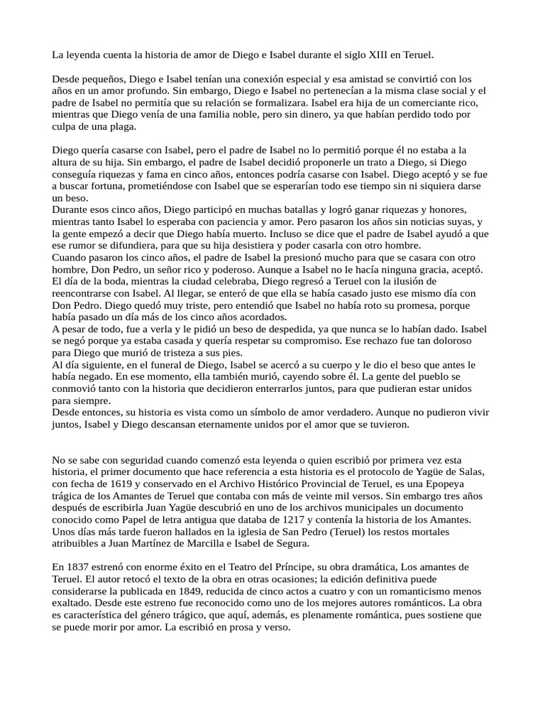 Los Amantes de Teruel, Historia | PDF
