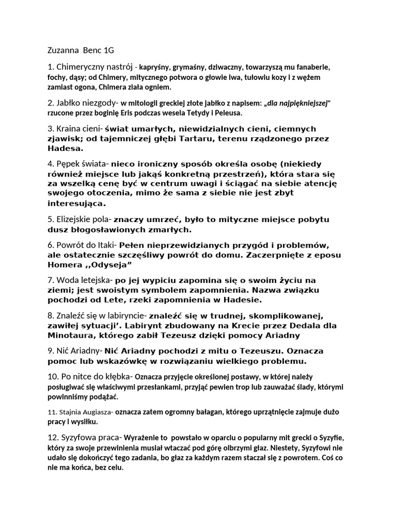 Zuzanna Benc 1G | PDF