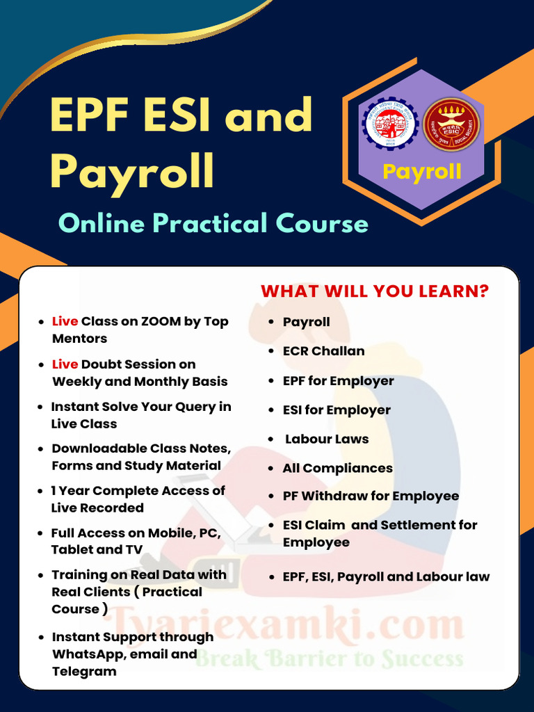 EPF ESI and Payroll Online Practical Course 2024 | PDF | Payroll | Employee Relations