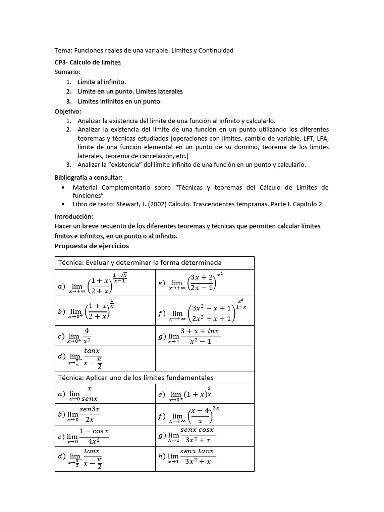 Límites y Continuidad en Funciones Reales | PDF | Función (Matemáticas ...