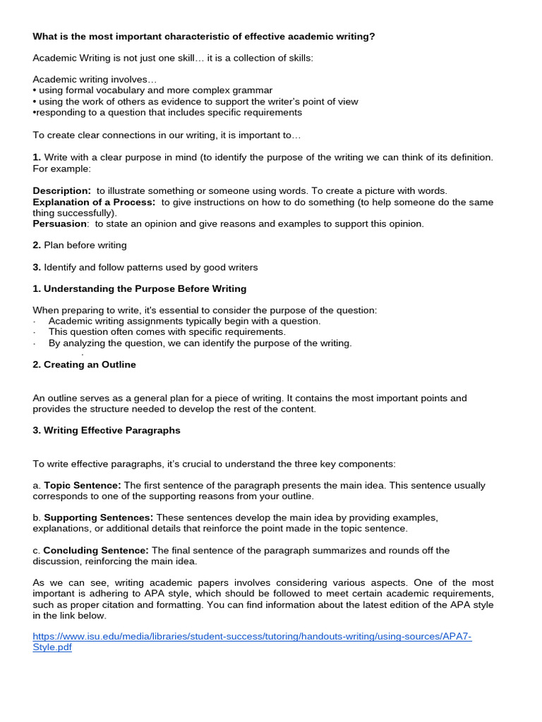 What Is The Most Important Characteristic of Effective Academic Writing ...