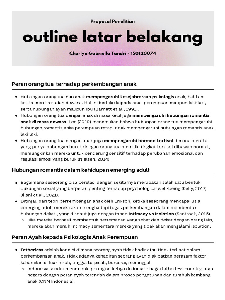Outline Latar Belakang Proposal Penelitian | PDF
