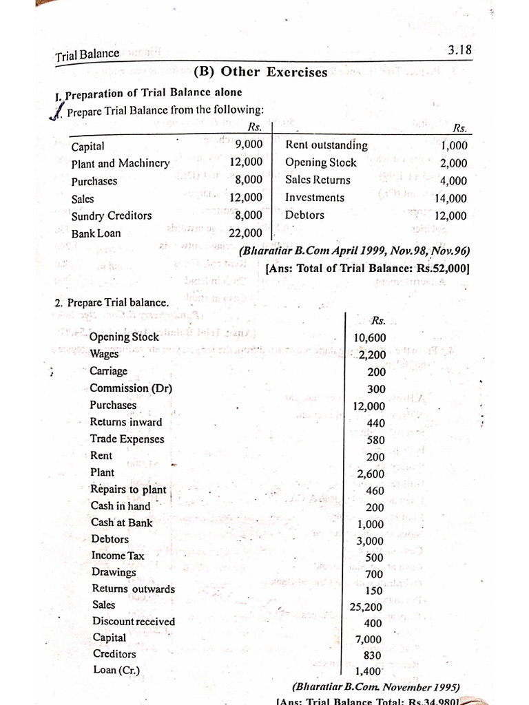 Trial balance question | PDF