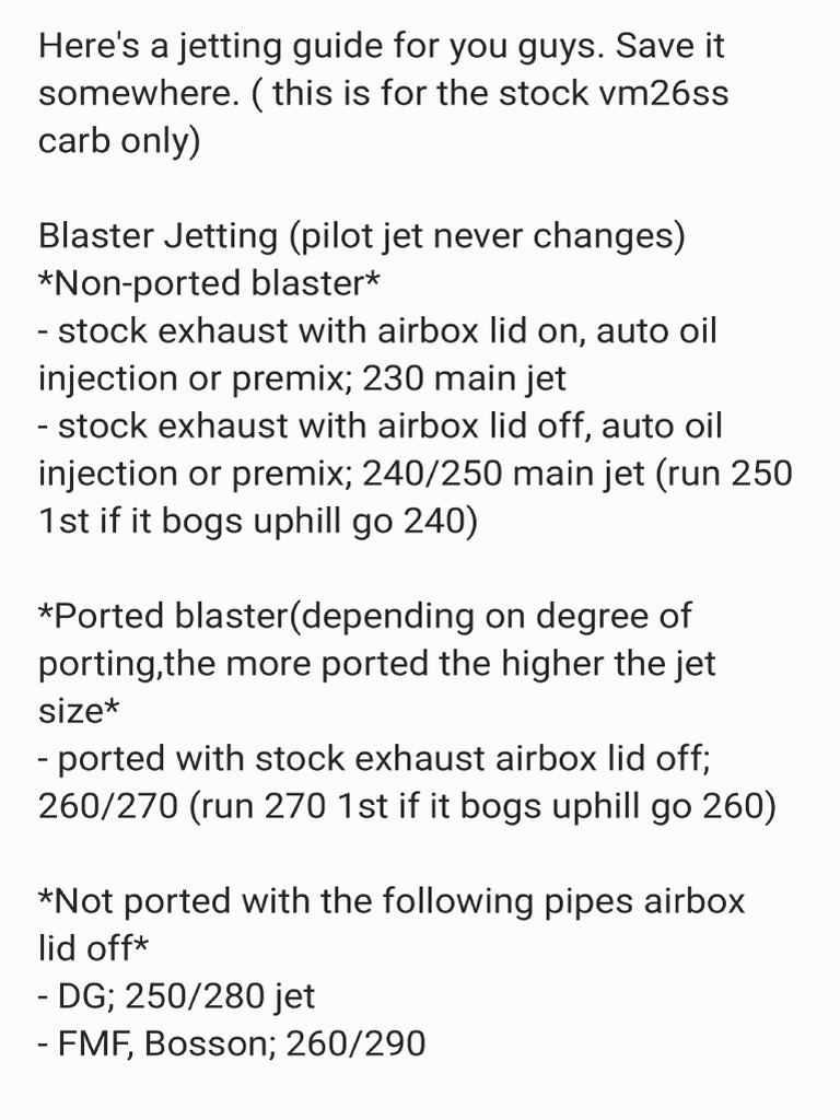 Jetting Guide Stock Mikuni vm26ss and Plug Chop-1 | PDF