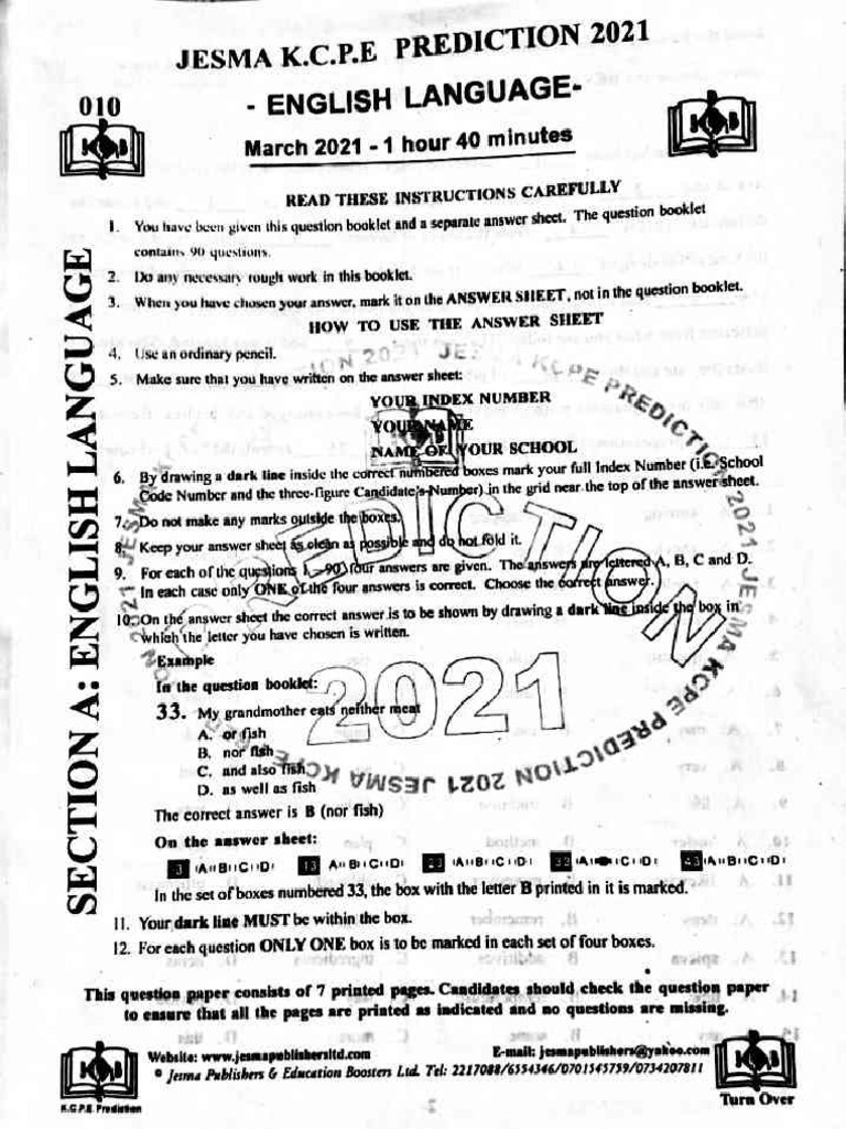 English Jesma Prediction 2021 | PDF