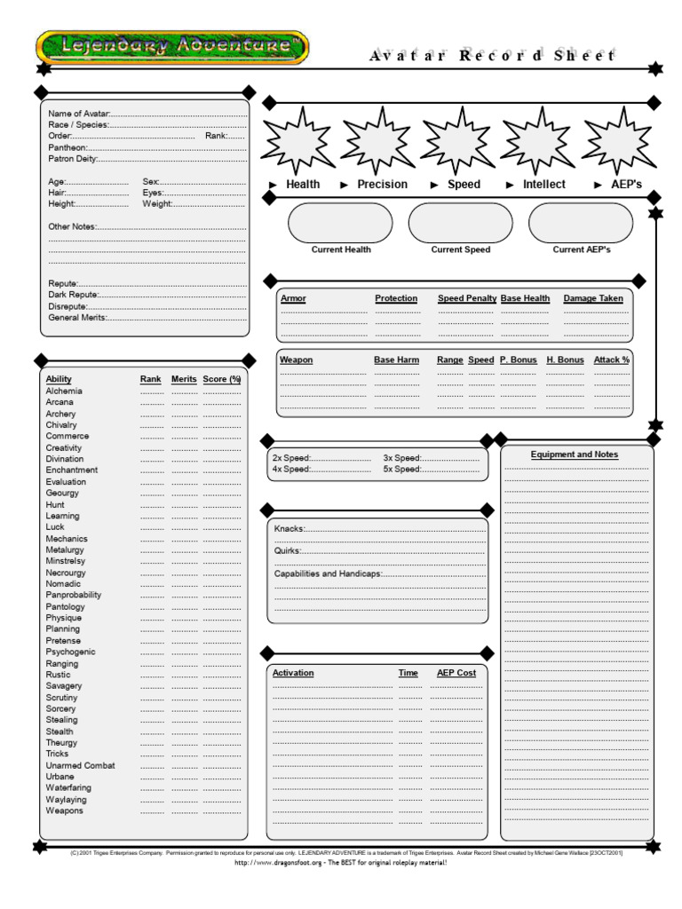 Lej Adv Avatar Sheet Trigee | PDF