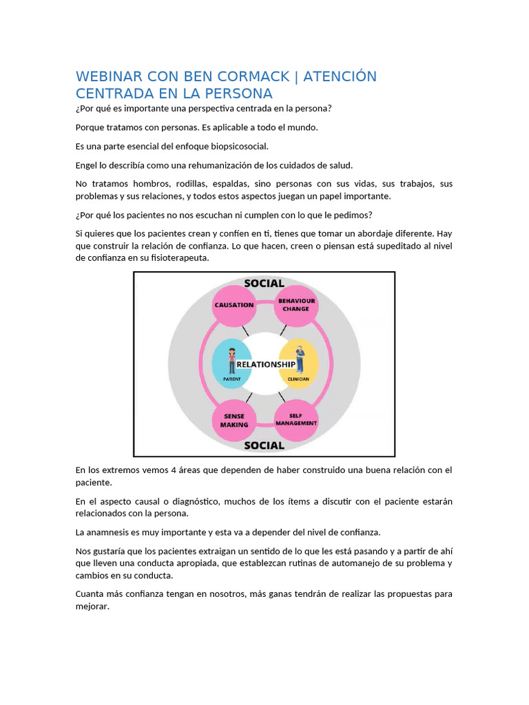Atención Centrada en La Persona. Webinar Ben Cormack | PDF