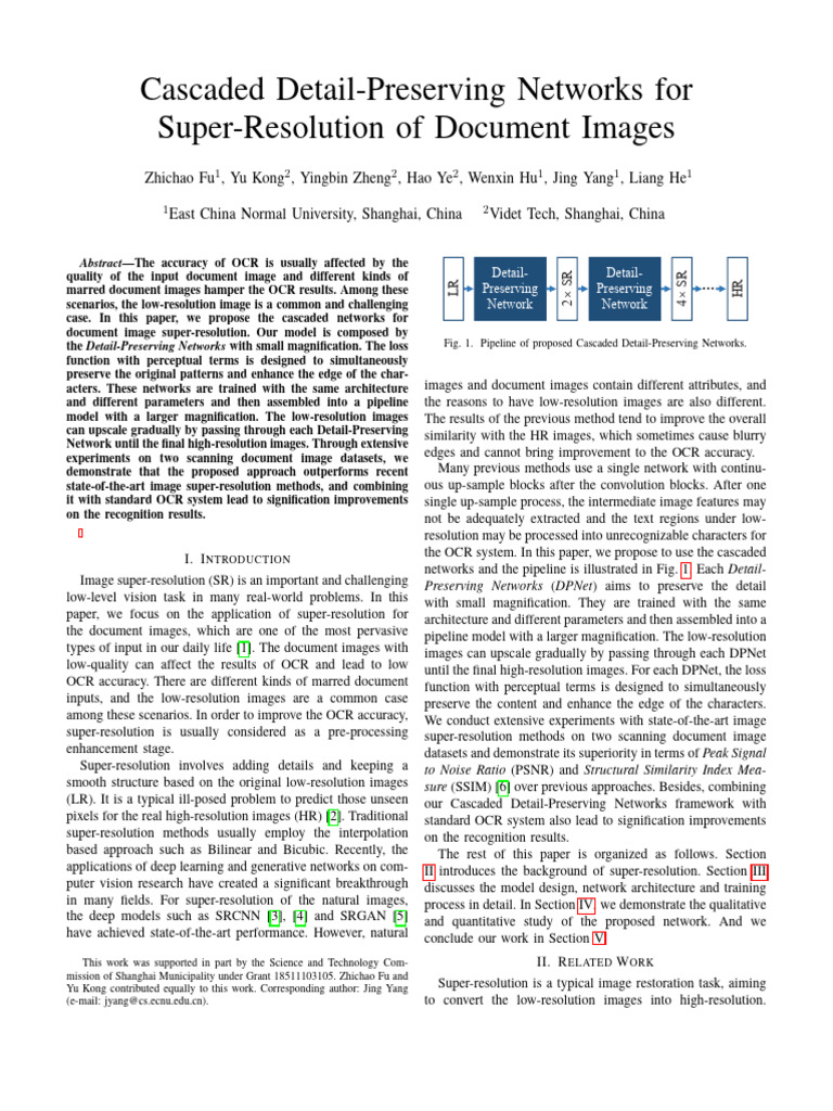 Cascaded Detail-Preserving Networks For Super-Resolution of Document Images | PDF | Artificial ...