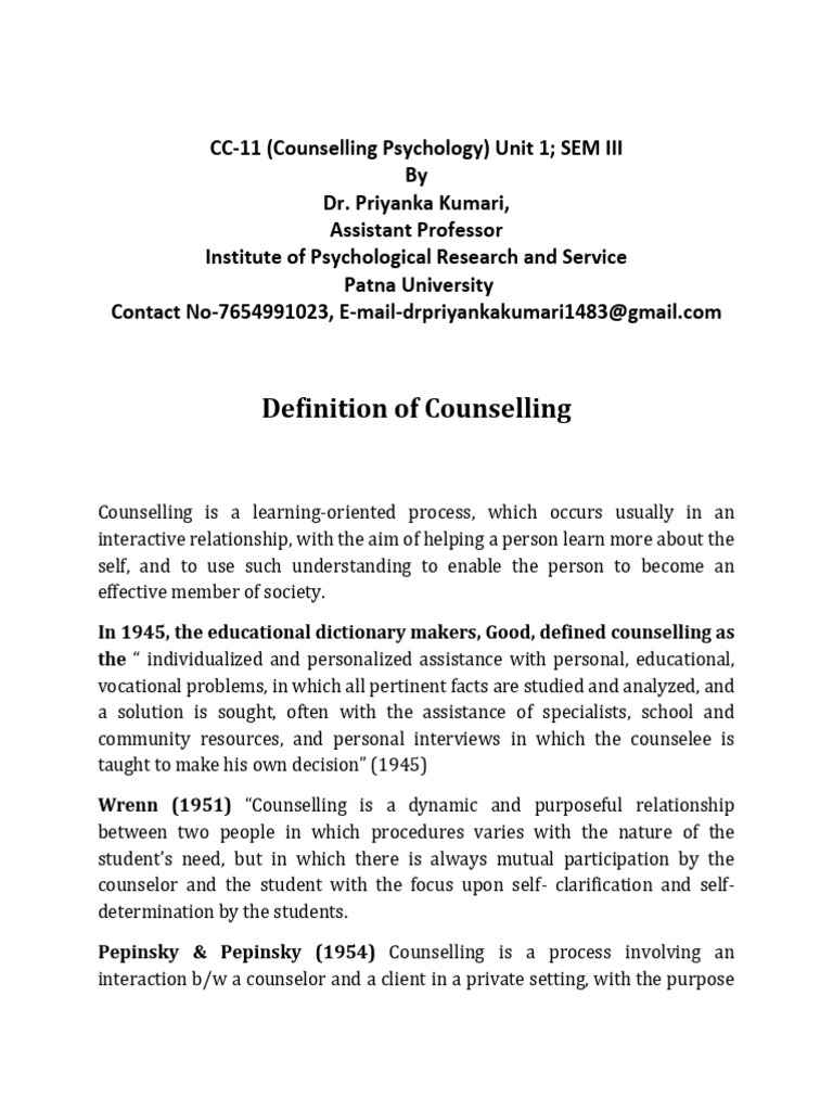 Defination of Psychology | PDF | Psychotherapy | Counseling Psychology