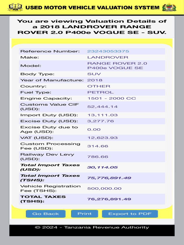 Used Motor Vehicle Valuation System | PDF