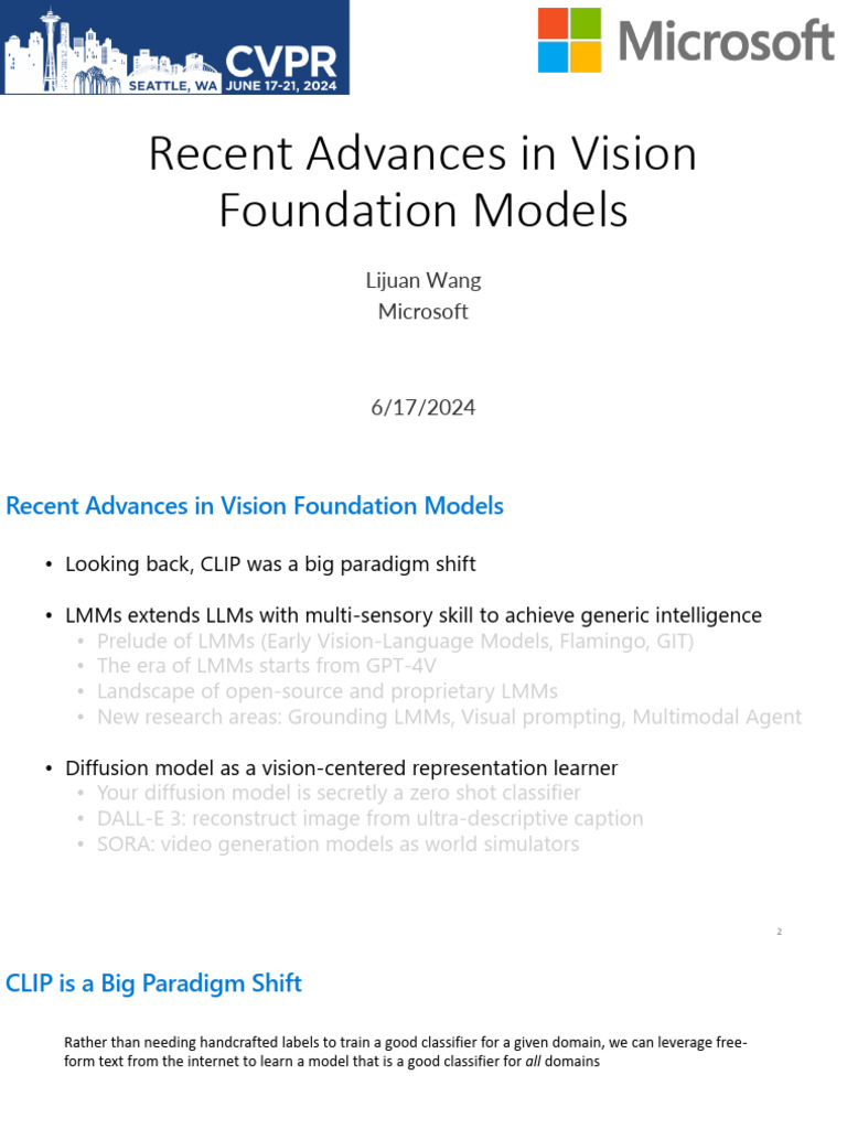 Lijuan Slides Cvpr2024 Fundationmodels | PDF | Cognitive Science | Artificial Intelligence