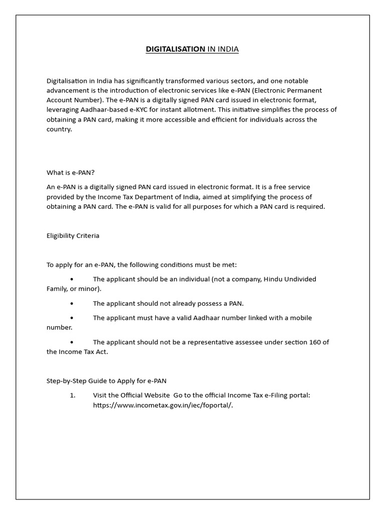 e-PAN: Simplifying PAN Card Access | PDF