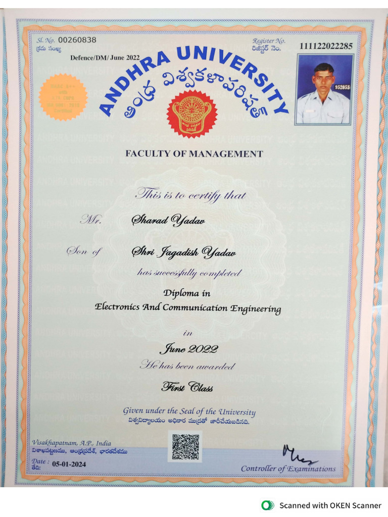 diploma of Andhra University | PDF