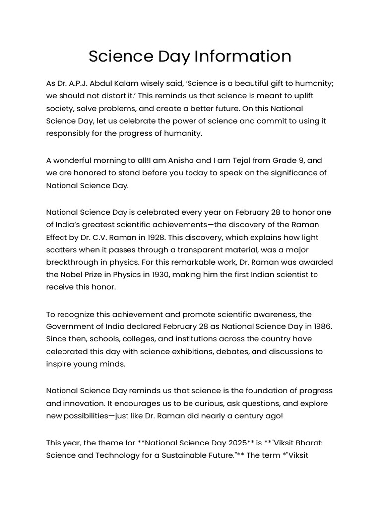 Science Day Information-2 | PDF | Sustainability | Science