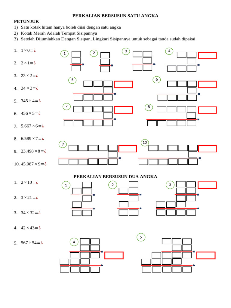 Panduan Perkalian Bersusun Angka | PDF
