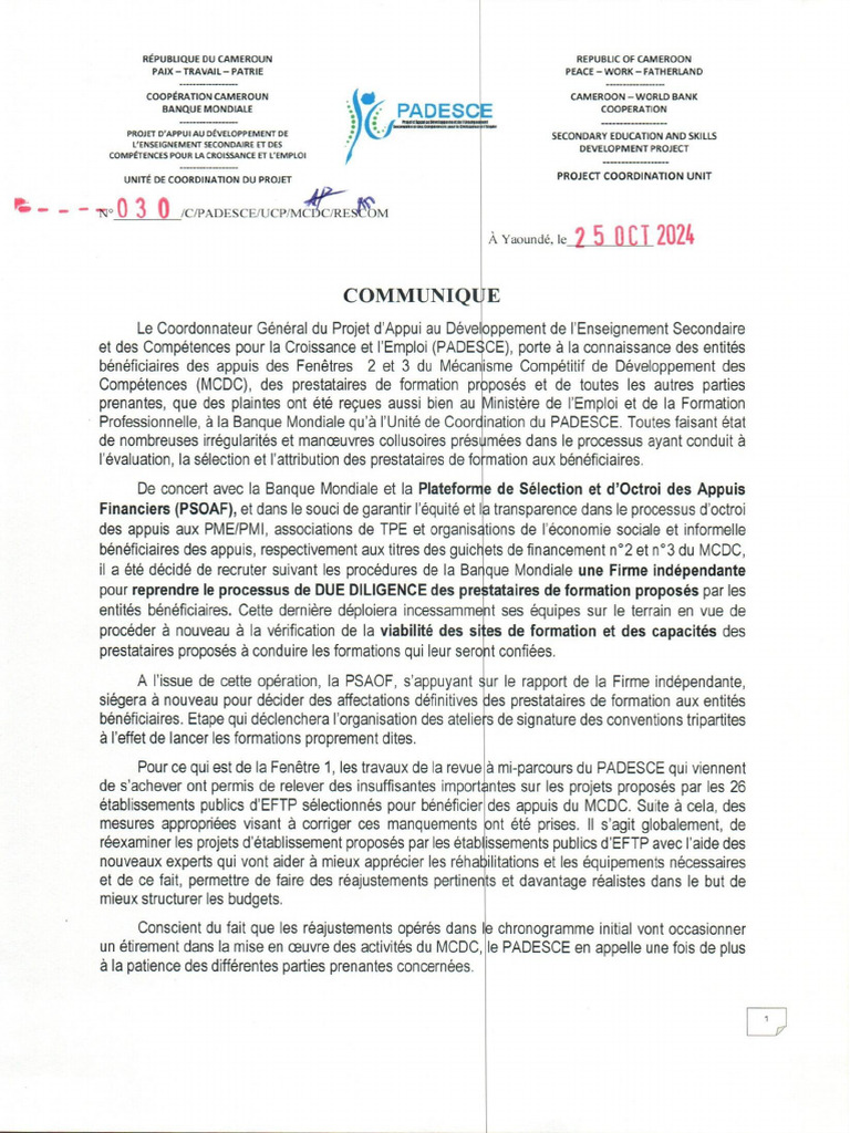 Communique Mcdc (1) | PDF