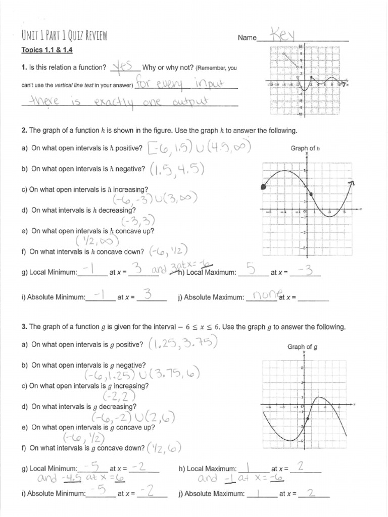Unit 1 Part 1 Quiz Review KEY | PDF