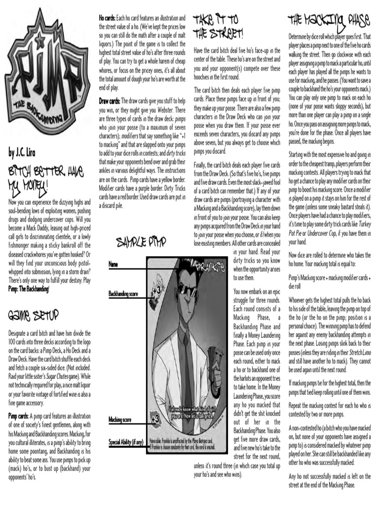 Rules For Pimp: The Backhanding | PDF
