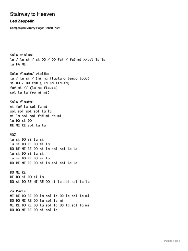 CIFRAS Cifra Flauta Led Zeppelin Stairway To Heaven | PDF
