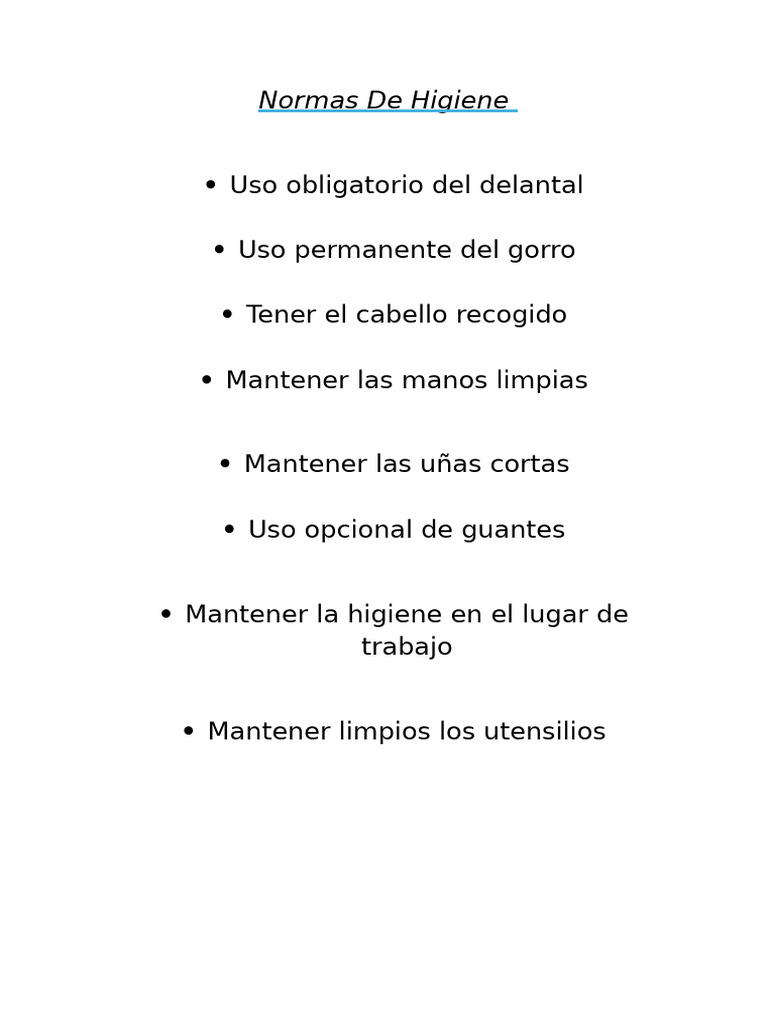 Normas de Higiene | PDF
