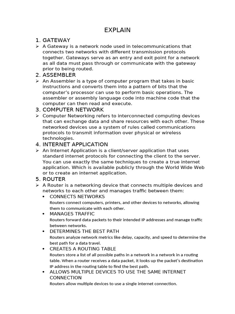 Explain: 1. Gateway | PDF