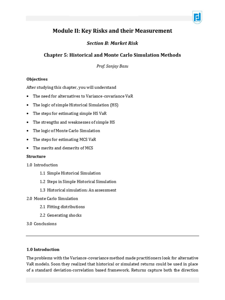 Ch 5- Simulation Methods for VaR | PDF | Value At Risk | Risk