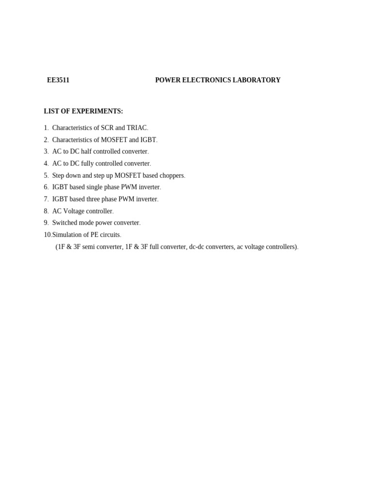 5.1 Power Electronics Lab | PDF