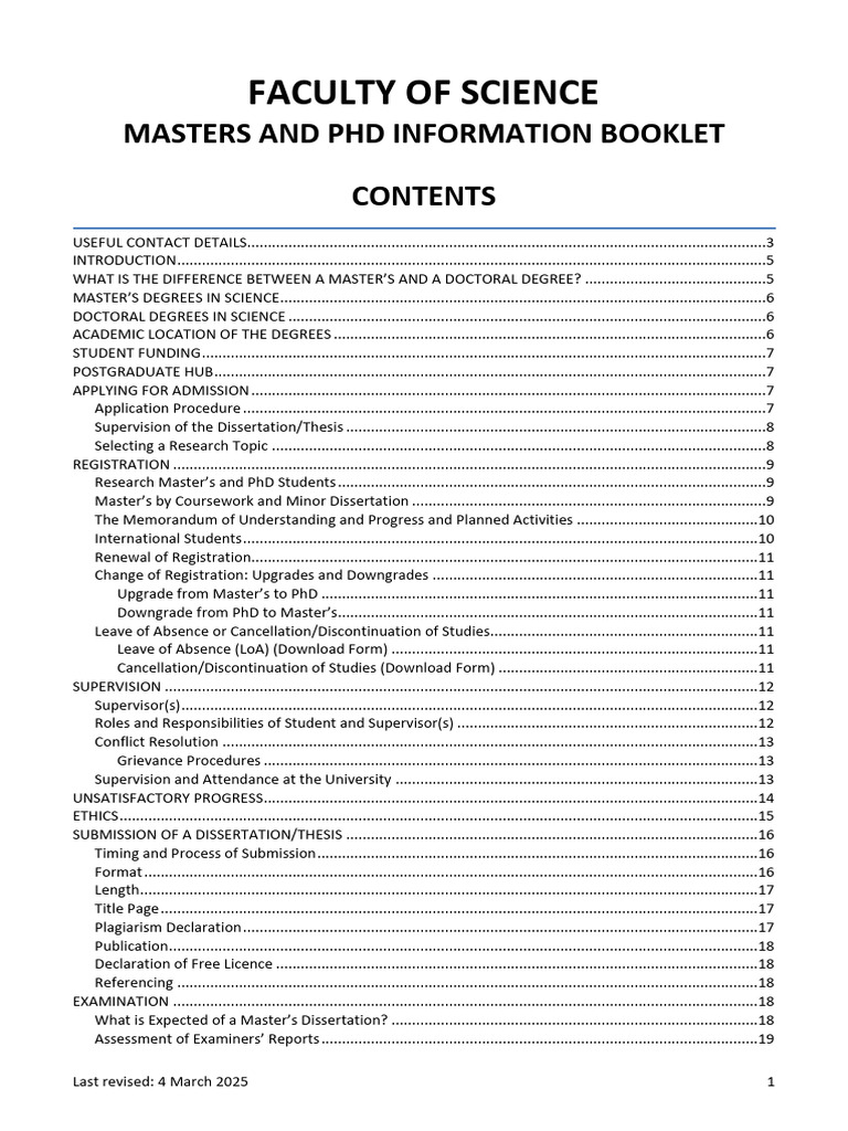 Science Master's and PhD Guide 2025 | PDF | Thesis | Academic Degree