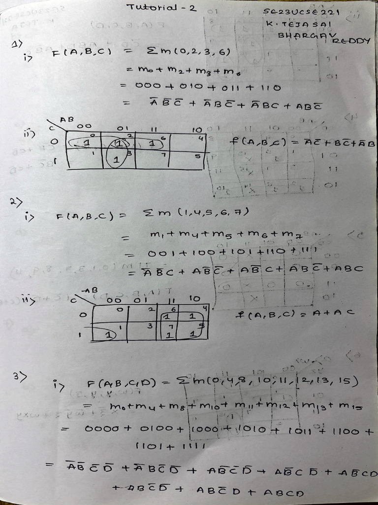 Se23ucse221-K Teja Sai Bhargav Reddy-Tutorial 2 | PDF