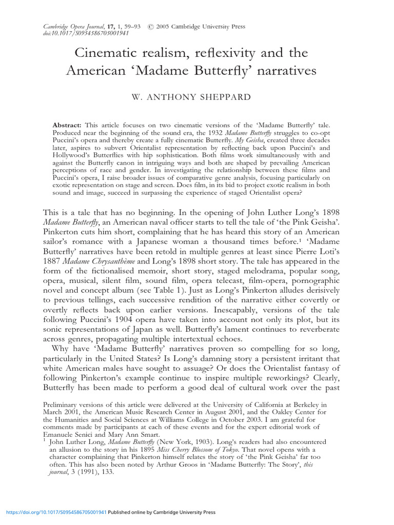 Cinematic Realism Reflexivity and The American Madame Butterfly ...