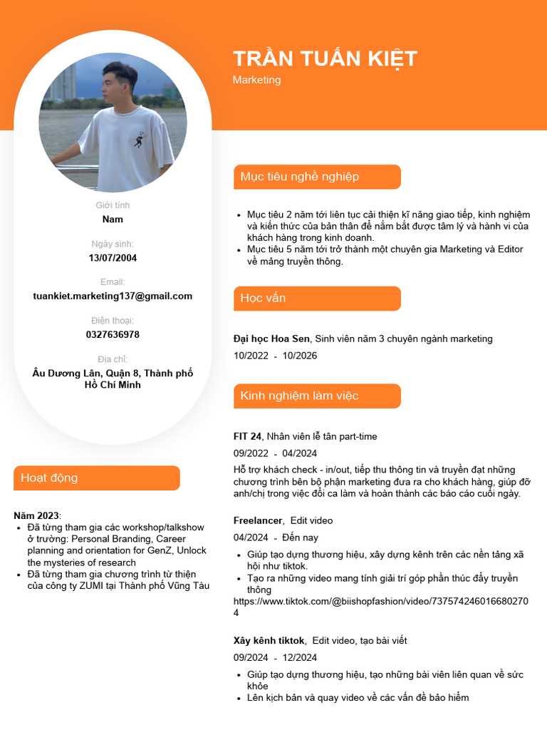 CV Tran-Tuan-Kiet Marketing | PDF