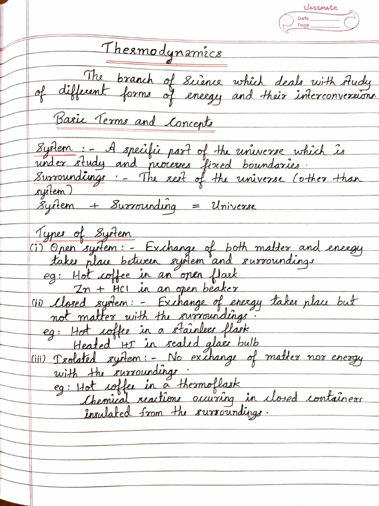 Chem_Thermodynamics_notes | PDF | Thermodynamics | Continuum Mechanics