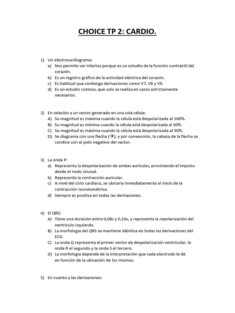 Choice TP 2 Cardio | PDF | Cardiología | Fisiología Cardiovascular