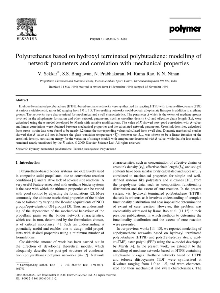 HTPB-Based Polyurethane Network Modeling | PDF | Young's Modulus ...