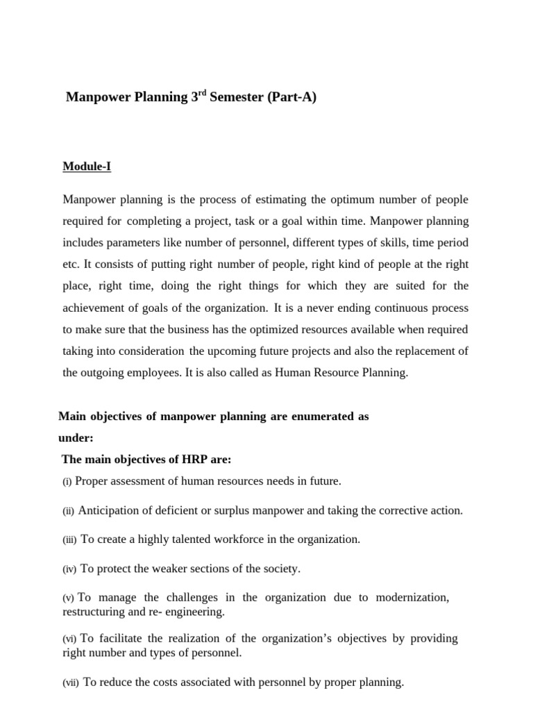Manpower Planning Overview | PDF | Human Resources | Human Resource ...