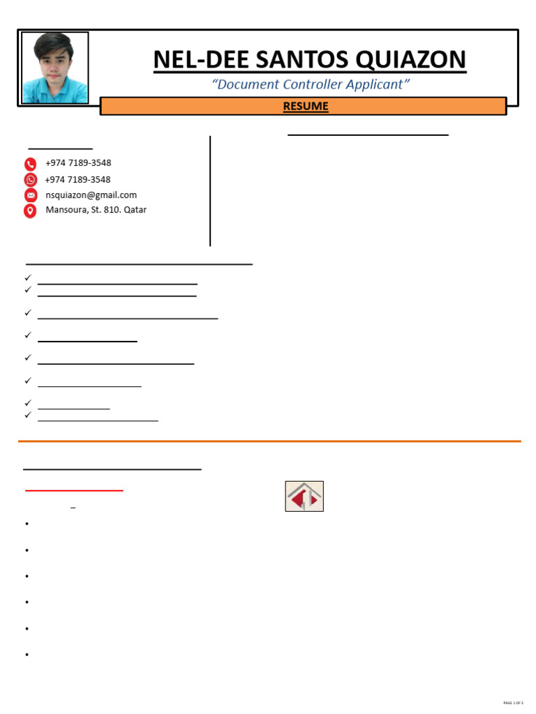 0.0 Neldee Quiazon CV RESUME | PDF | Regulatory Compliance | Computing