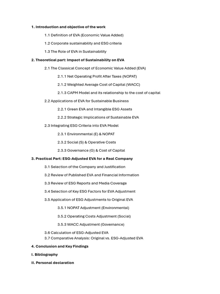 ESG-Adjusted EVA for Sustainable Business | PDF