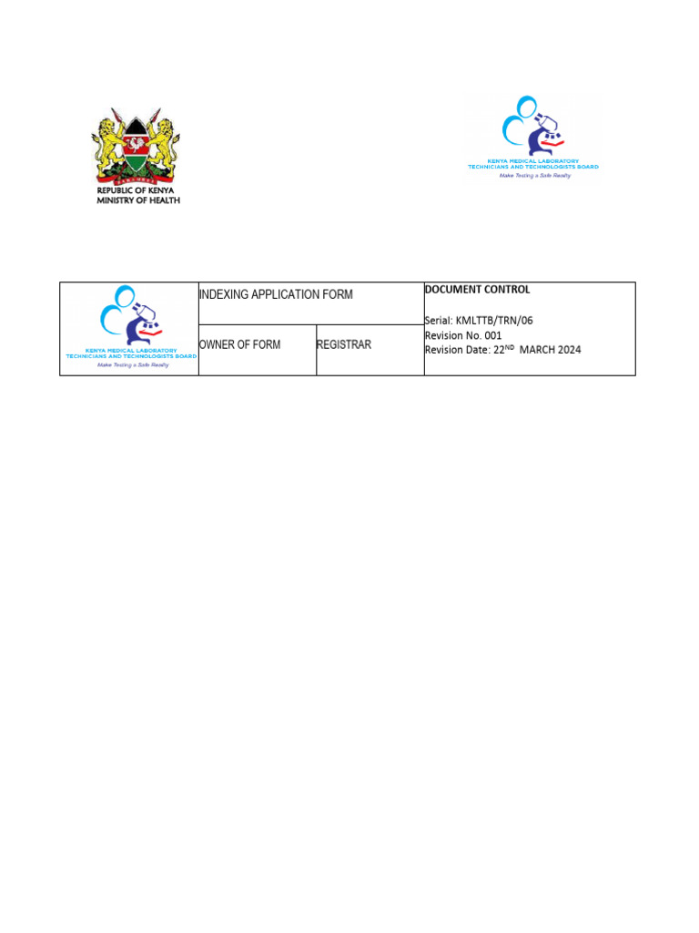 Indexing Application Form Updated 2022 KMLTTBTRN06 | PDF