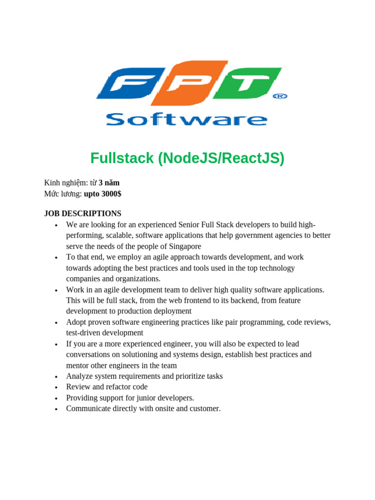 Sr. Fullstack NodeJS - ReactJS Developer - Signing Bonus Upto 1 Month Salary | PDF | Computing ...